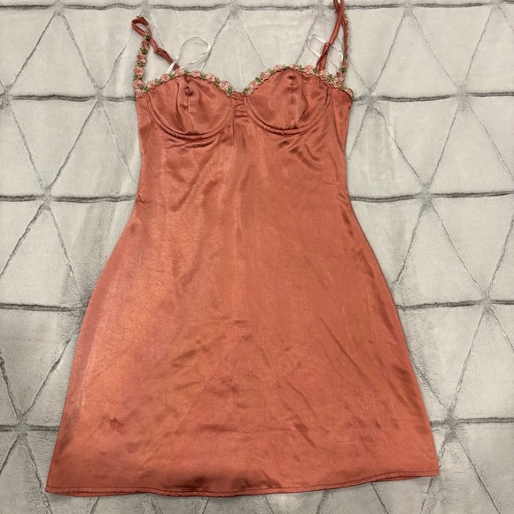Princess Polly | Dresses | Princess Polly Pink Peach Satin Mini Dress ...